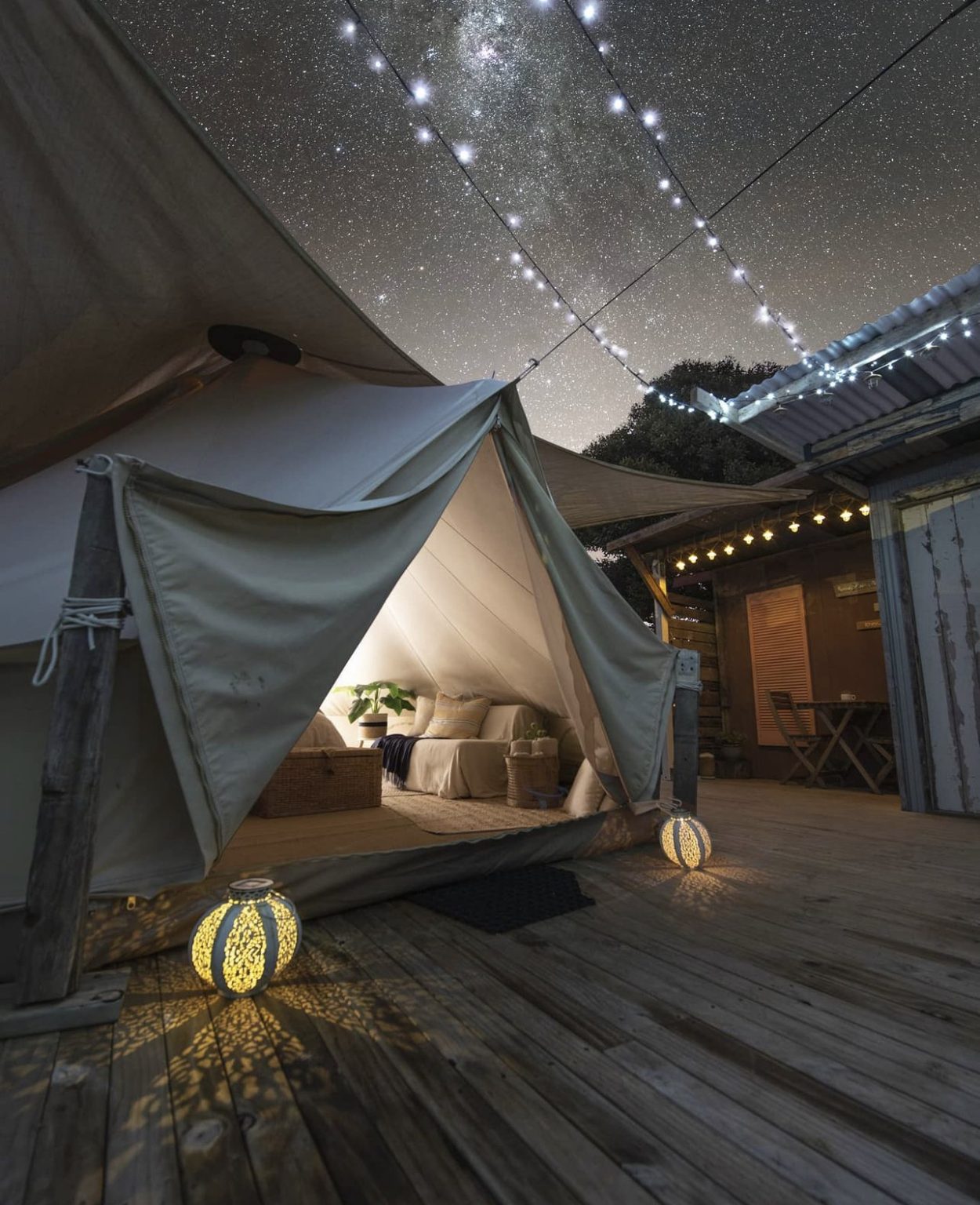 Embracing Nature's Luxury: Glamping on a Bell Tent Wooden Platform ...